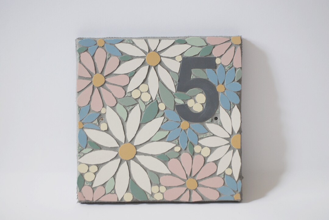 Made to Order Mosaic Flower House Number Mosaic House Number - Etsy