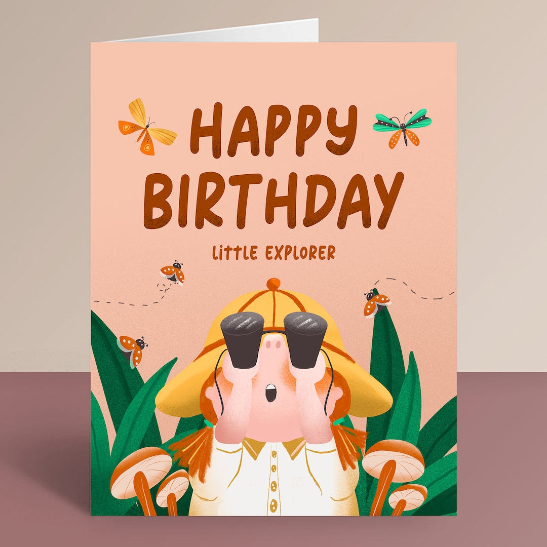 Happy Birthday Little Explorer Girl Kids Birthday Card for Her ...
