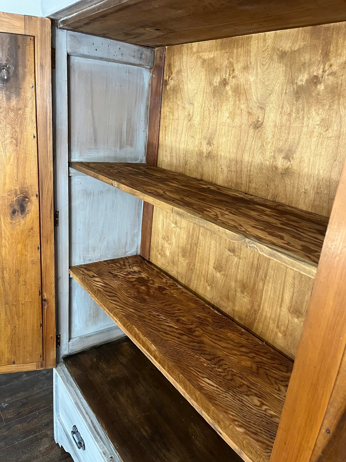 Antique Painted Armoire Wardrobe Linen Closet Large French Country ...