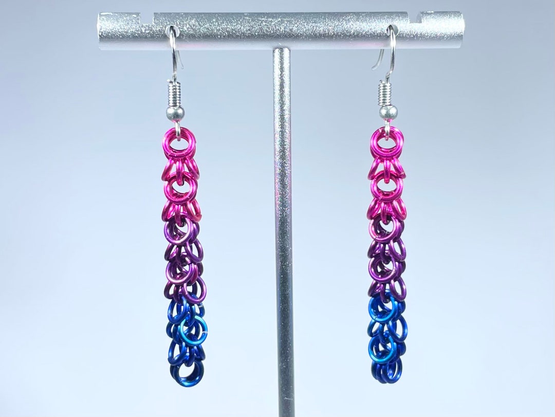 Bisexual (bi) Pride Snaggly Weave Chainmaille Earrings - Etsy