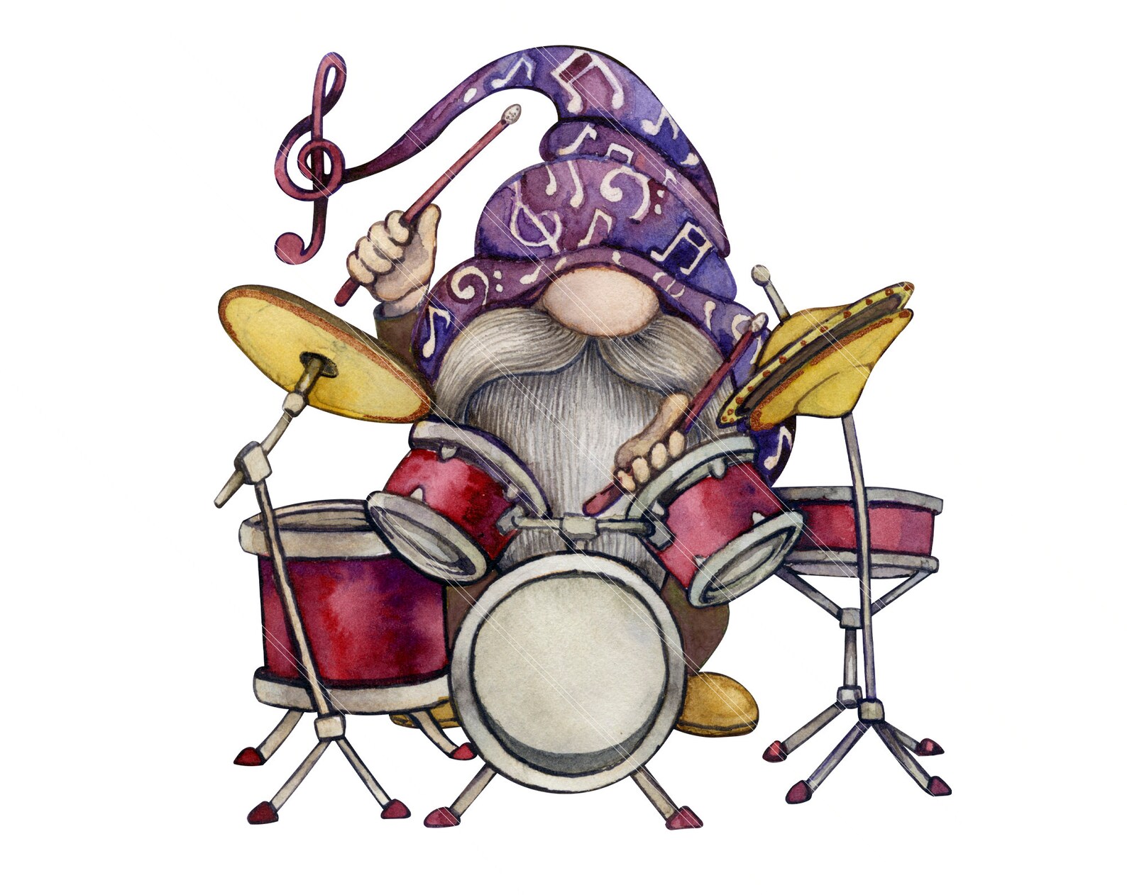 Watercolor Gnome png Music Sublimation Nordic Gnome Drum | Etsy