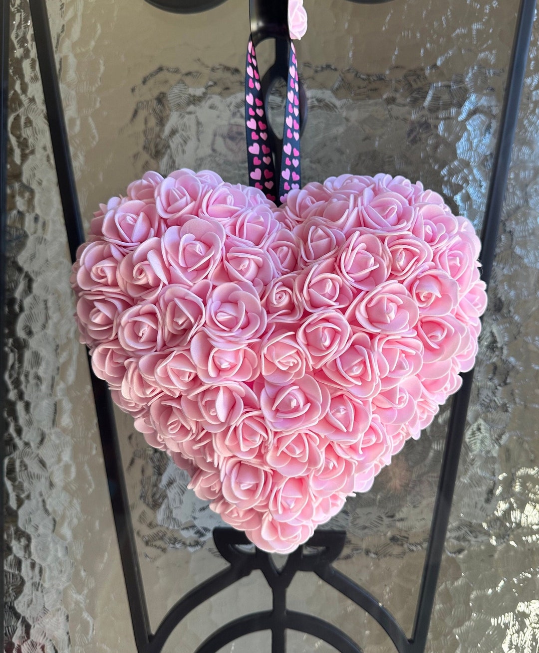 Pink Rose Heart Decor, Hanging Foam Rose Heart - Etsy
