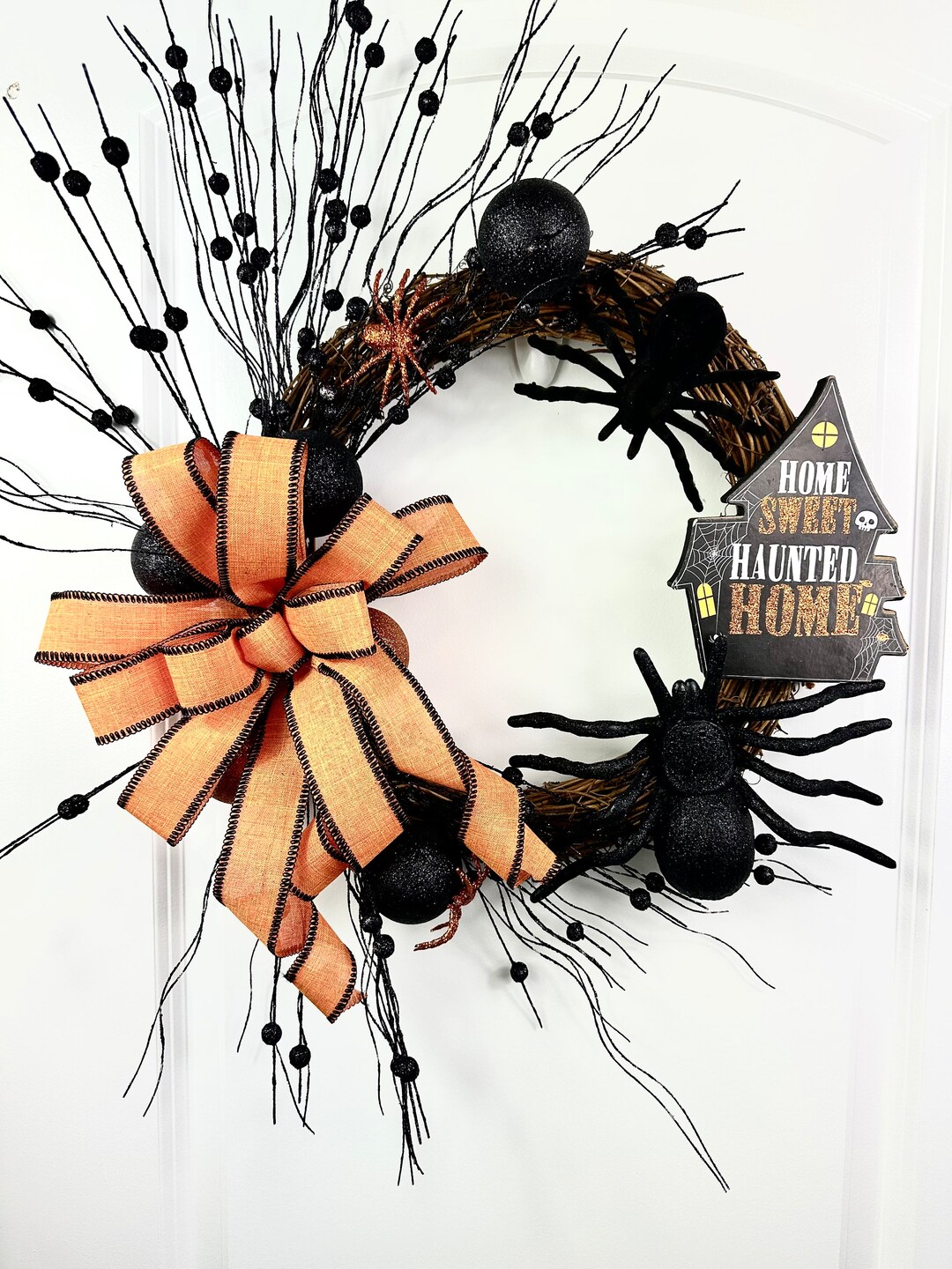 Spider Wreath, Halloween Spider for Front Door, Halloween Wreath ...