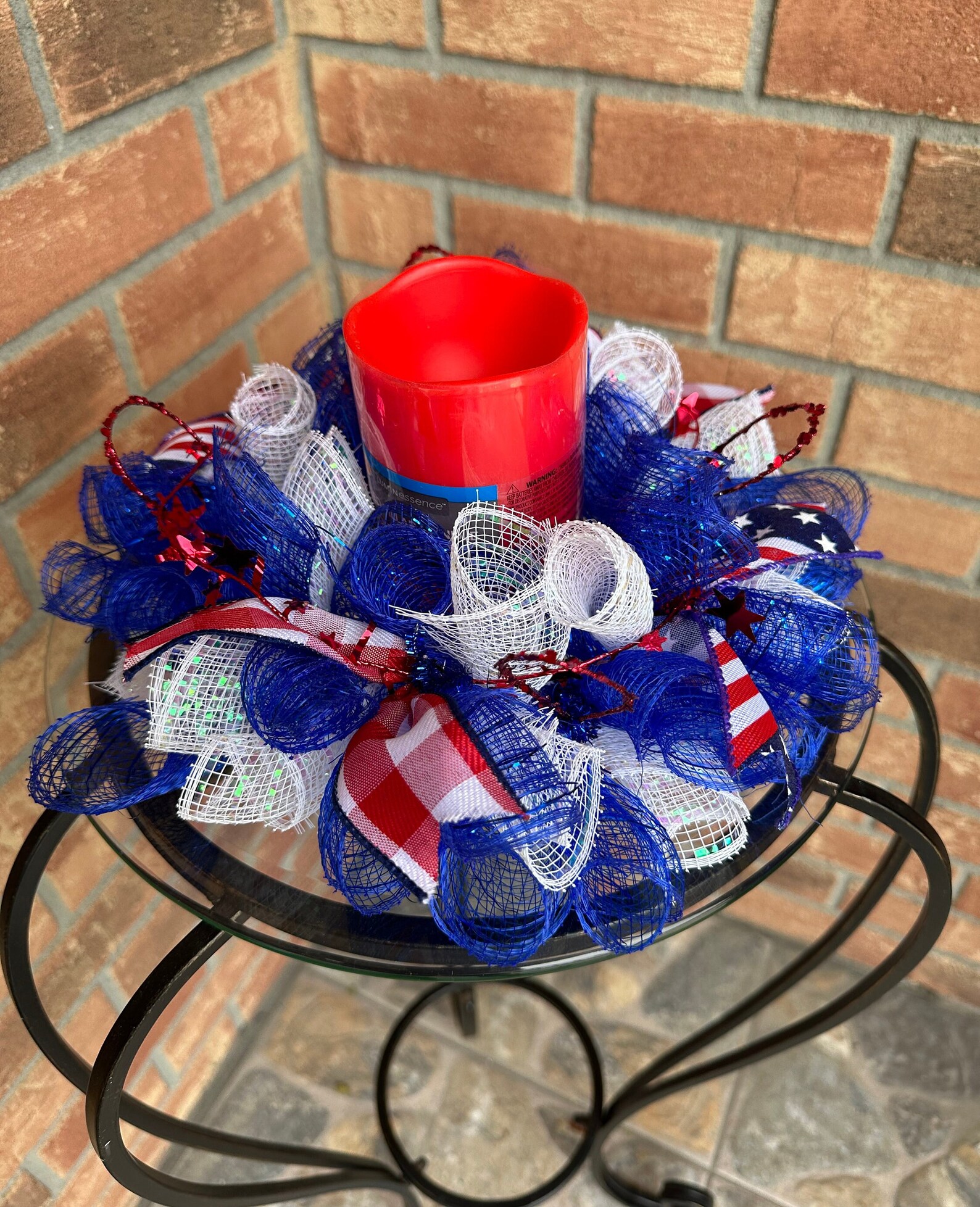 Patriotic Deco Mesh Candle Ring With LED Candle - Etsy