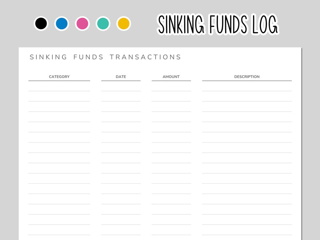 PRINTABLE PDF - Sinking Funds Log - Etsy