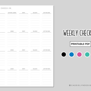 PRINTABLE PDF - Weekly Check-in - Etsy