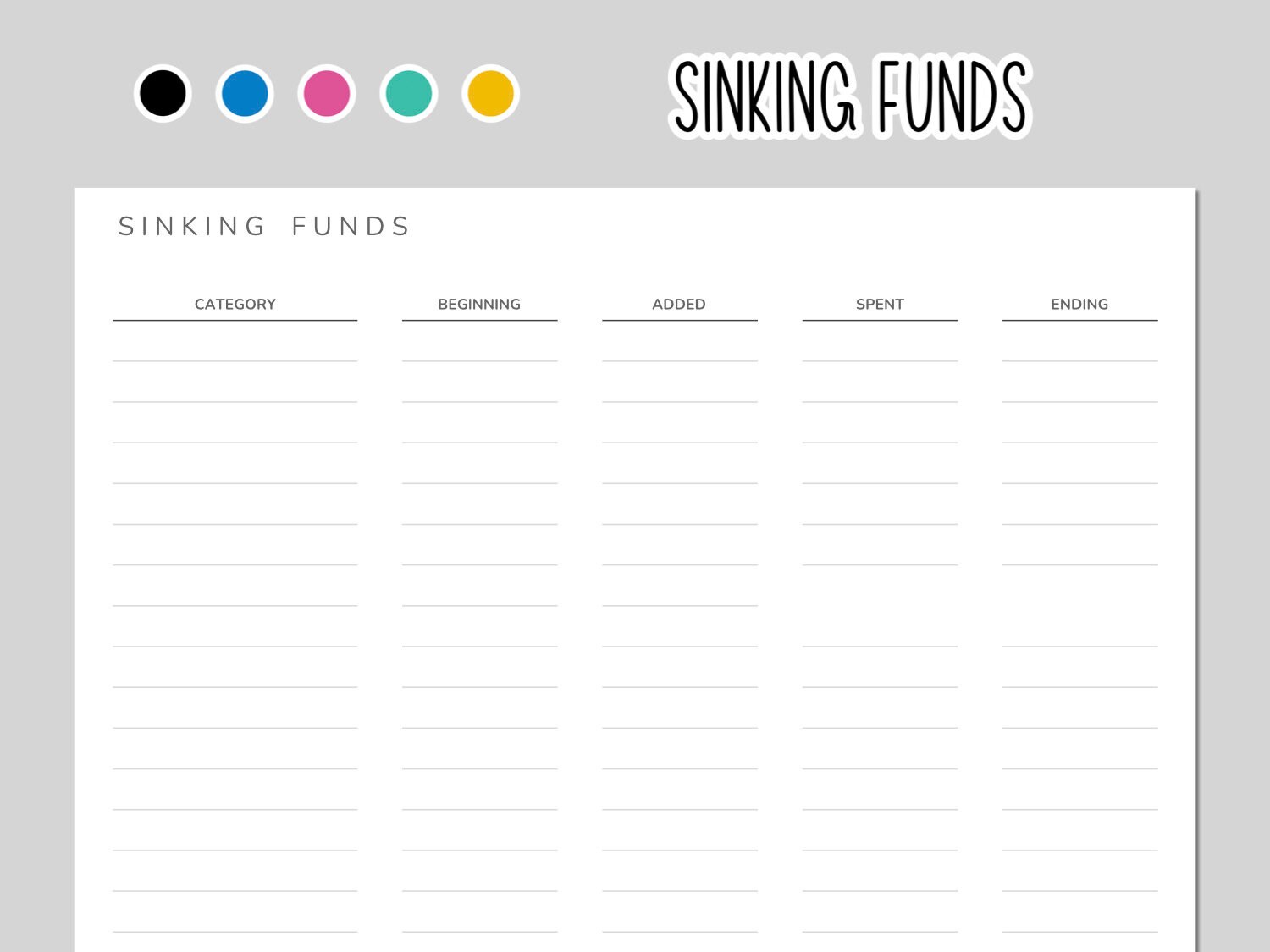 PRINTABLE PDF - Sinking Funds - Etsy