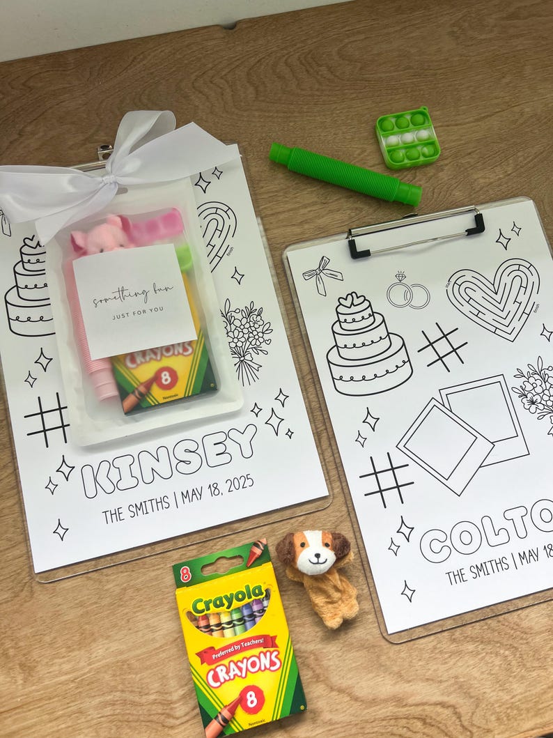 Personalized Wedding Kids Activity Pack With Clipboard and Coloring ...