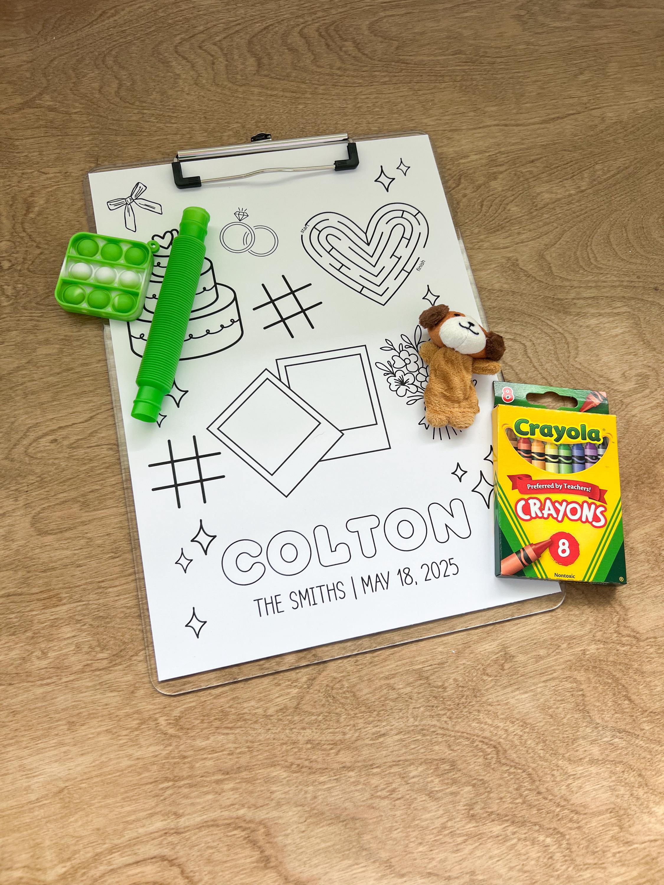 Personalized Wedding Kids Activity Pack With Clipboard and Coloring ...