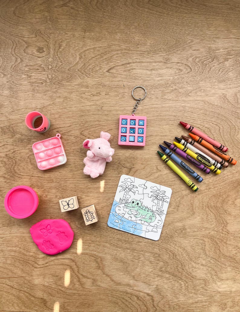 Personalized Kids Travel Activity Box – Clear Divider Kit With Crayons ...