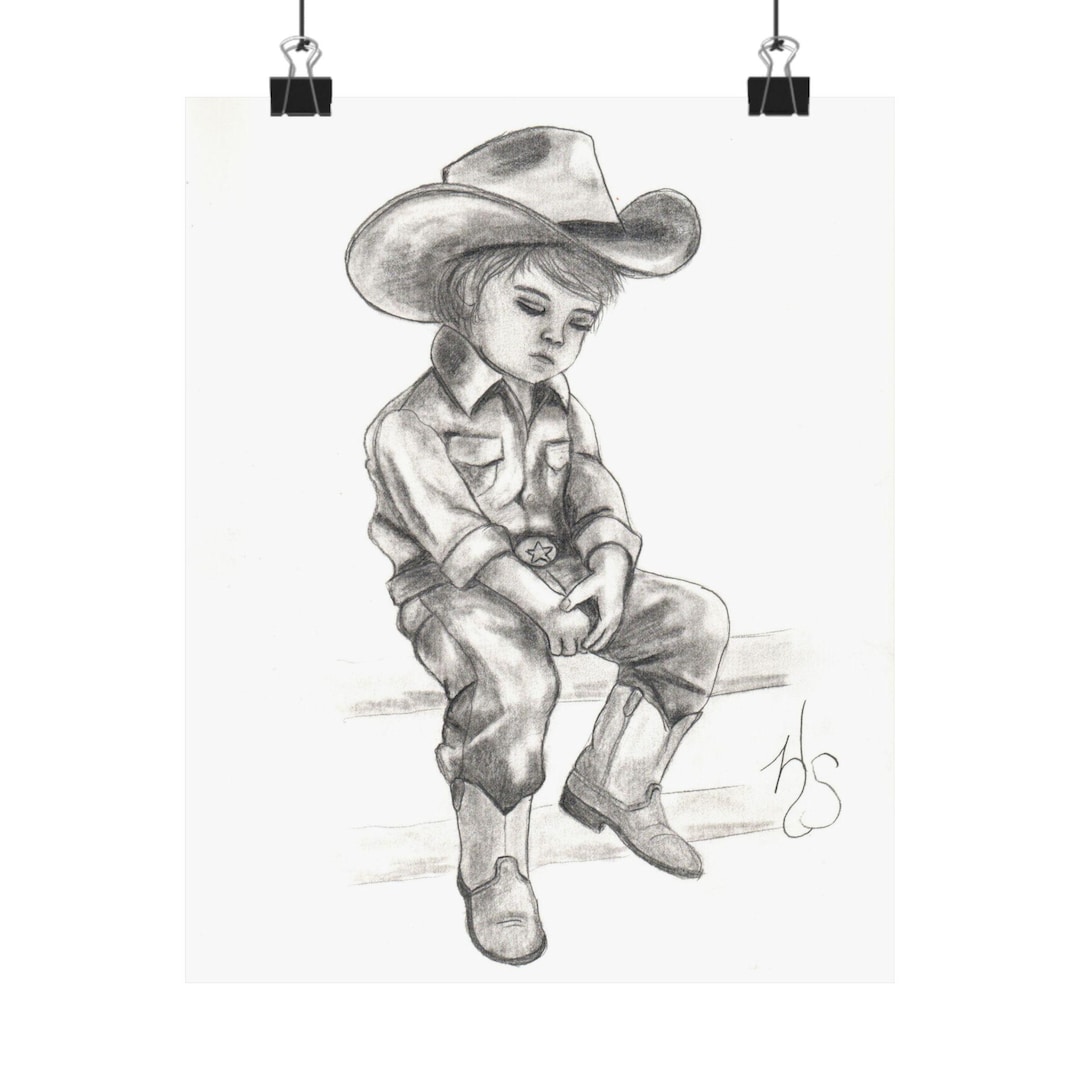 Cowboys Don't Cry, Cowboy Kid Poster, Nostalgic Artwork, Western Decor ...
