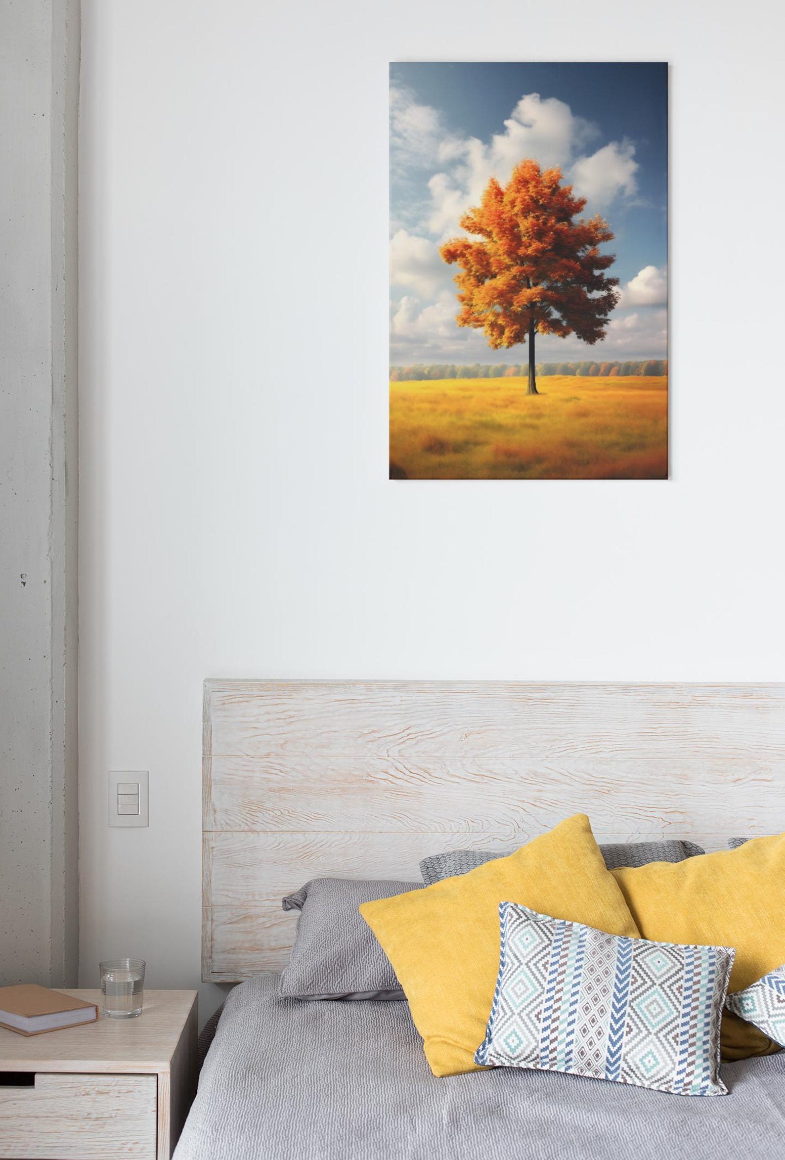 Serene Autumn Tree Wall Art - Vibrant Fall Landscape With Lone Tree in ...