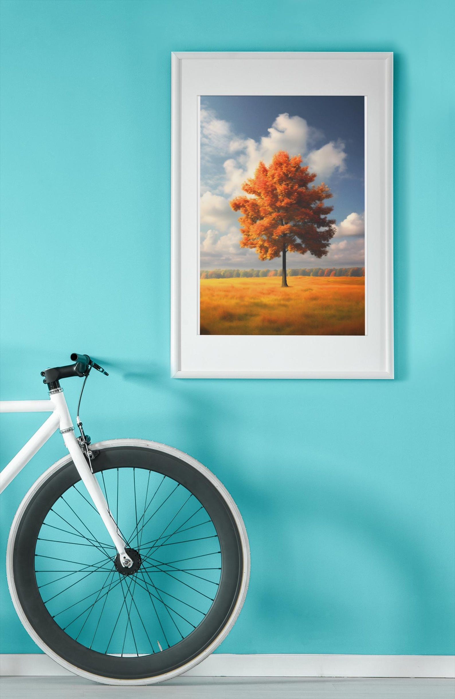 Serene Autumn Tree Wall Art - Vibrant Fall Landscape With Lone Tree in ...