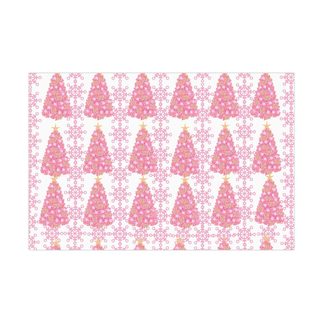 Pink Christmas Trees Gift Wrap Paper Pink Christmas, Pink Gift Wrap ...