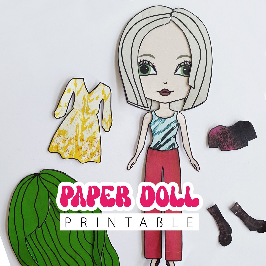 Paper Doll Printable Kids Activity Sheet Craft Idea at Home for Girls ...