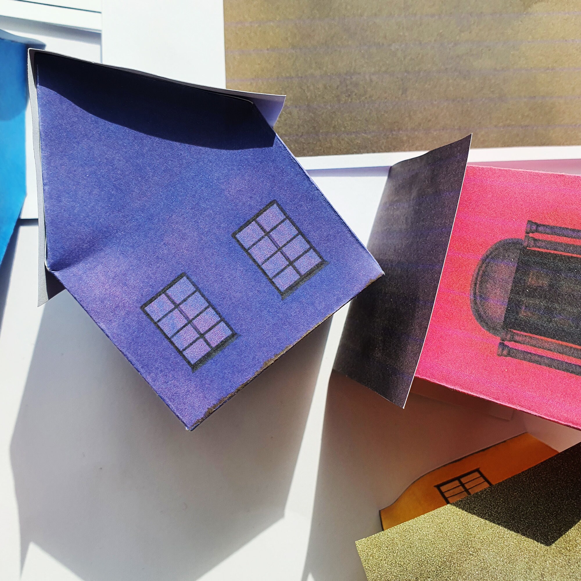 Simple Kids Colorful Paper House Easy at Home Family Craft Fun Cutout ...