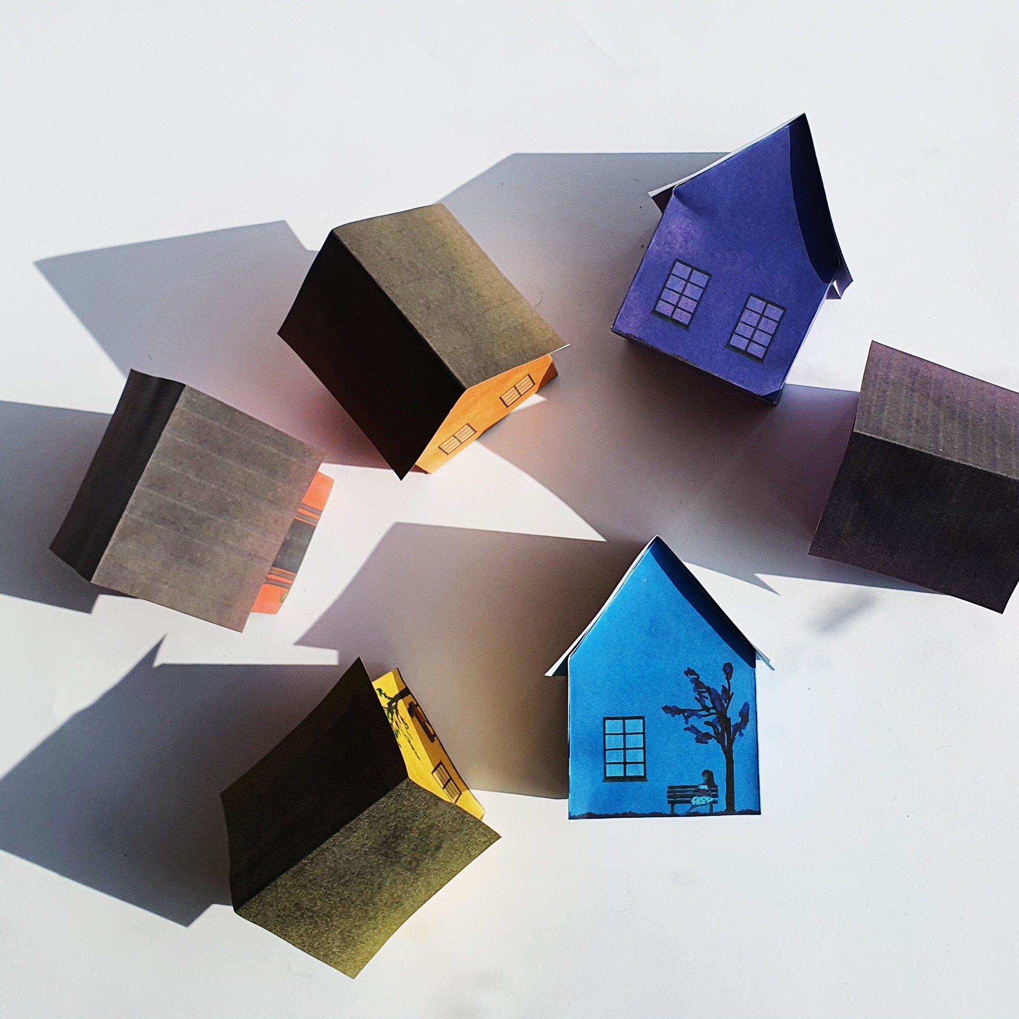 Simple Kids Colorful Paper House Easy at Home Family Craft Fun Cutout ...