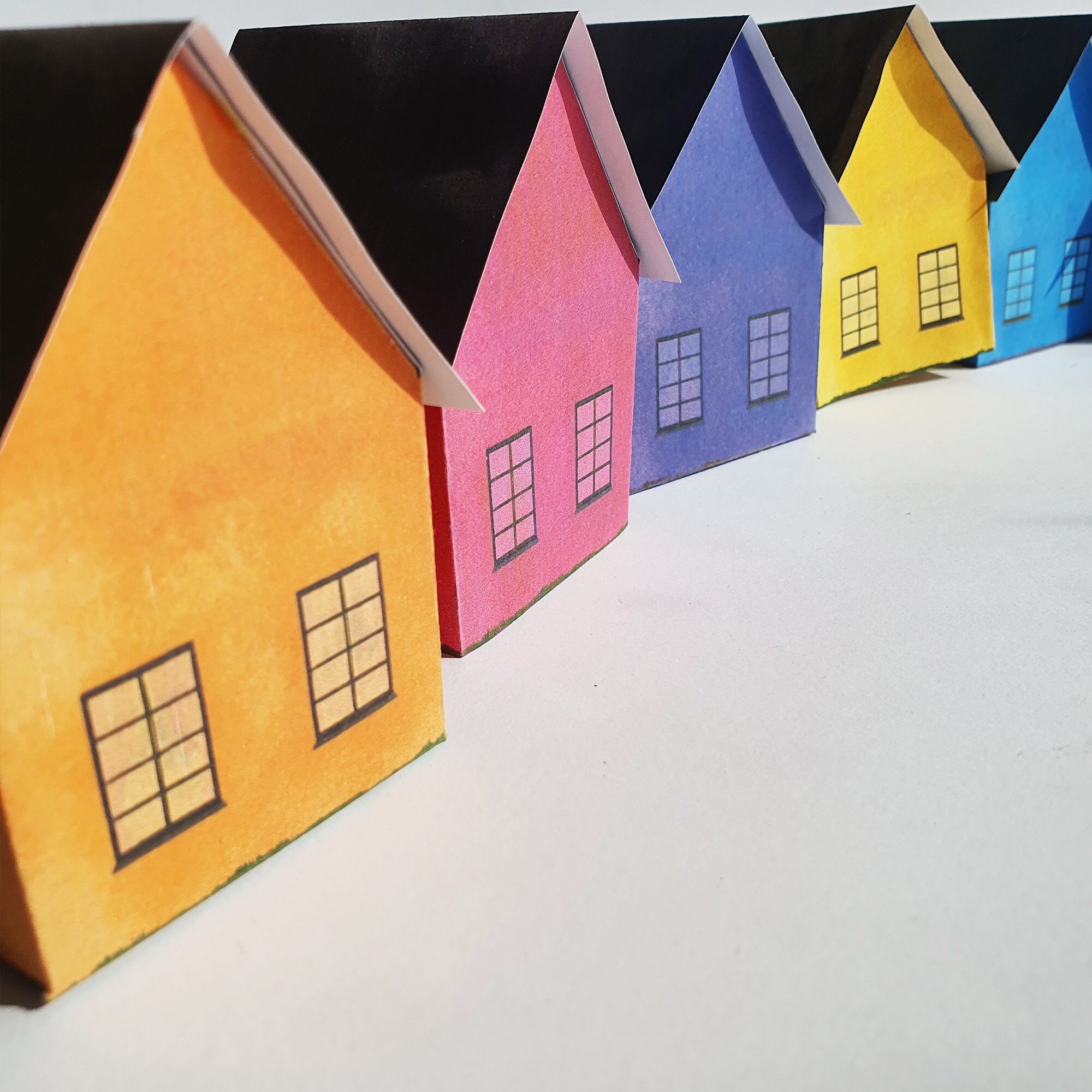 Simple Kids Colorful Paper House Easy at Home Family Craft Fun Cutout ...