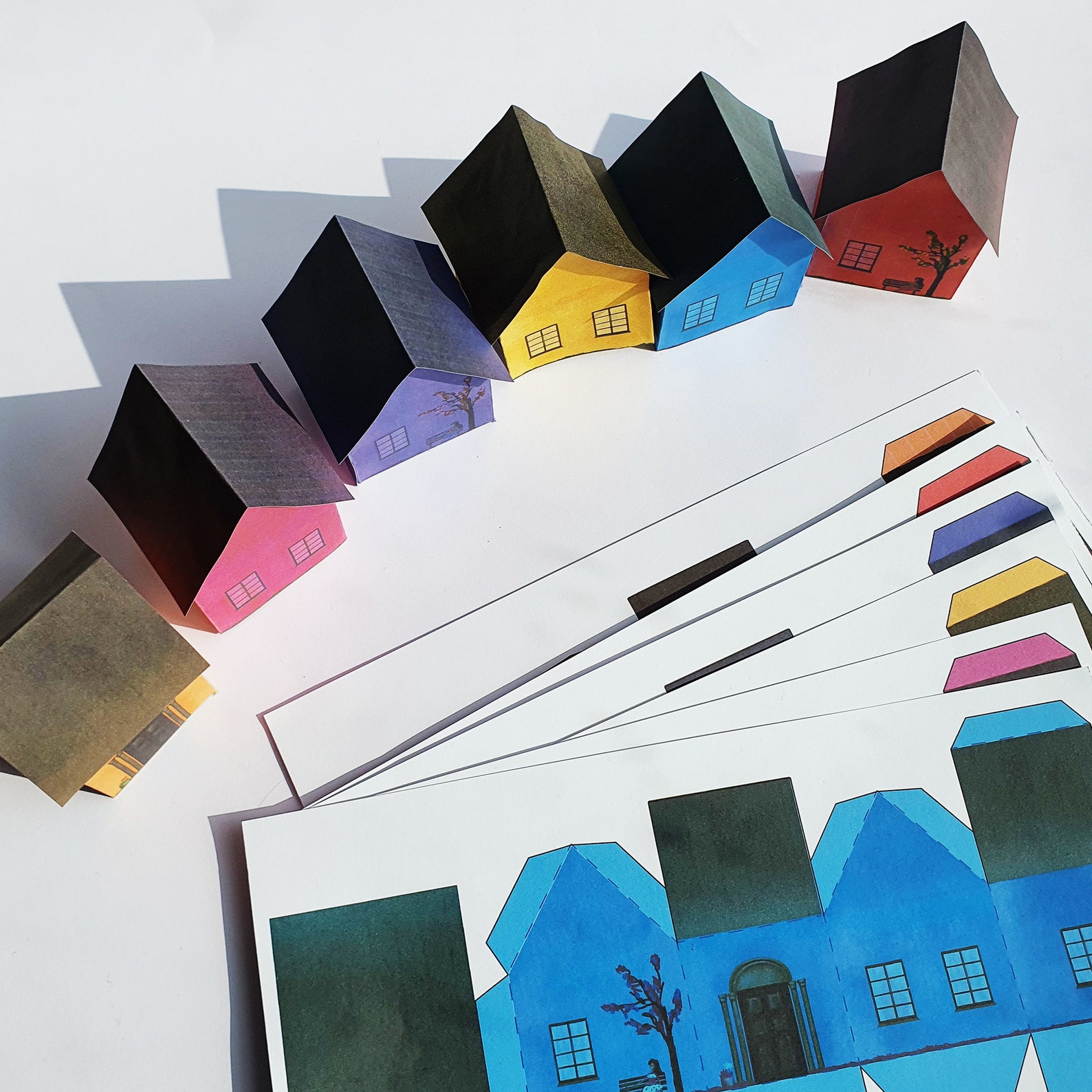 Simple Kids Colorful Paper House Easy at Home Family Craft Fun Cutout ...