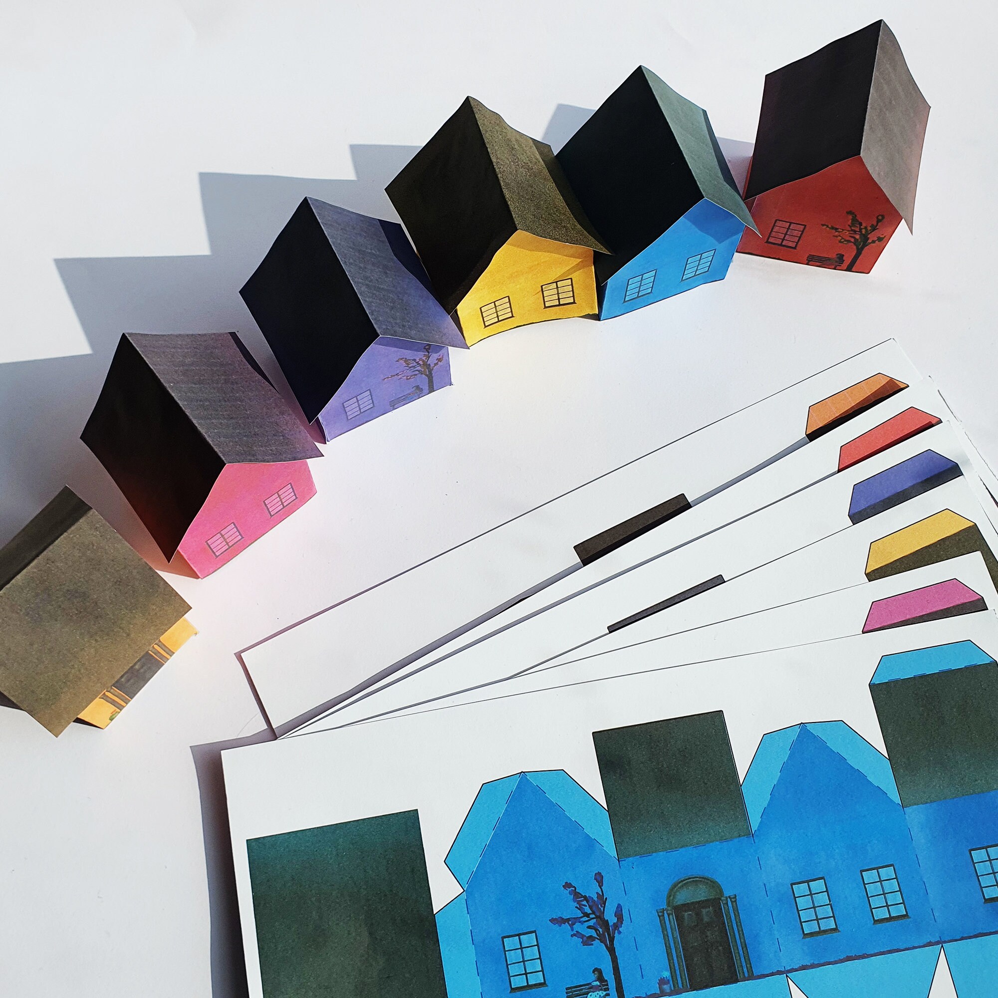 Simple Kids Colorful Paper House Easy at Home Family Craft Fun Cutout ...