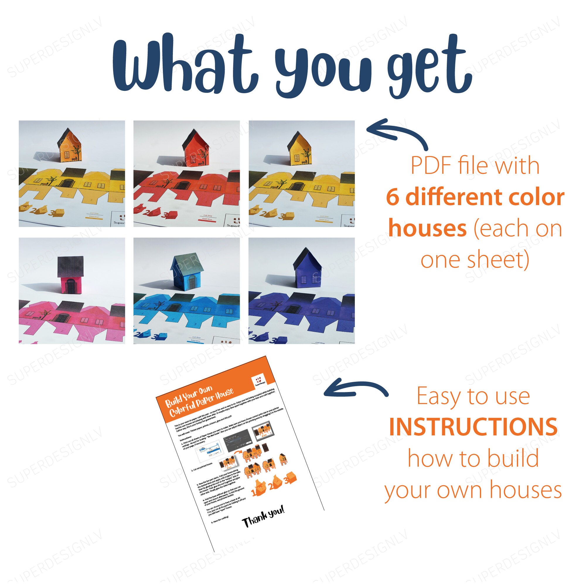 Simple Kids Colorful Paper House Easy at Home Family Craft Fun Cutout ...