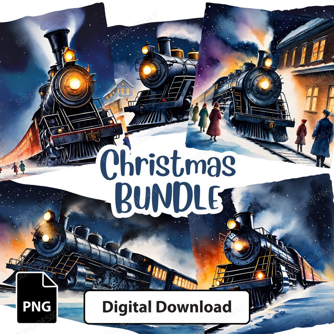 Clipart of Watercolor Christmas Polar Express Bundle for Sublimation ...
