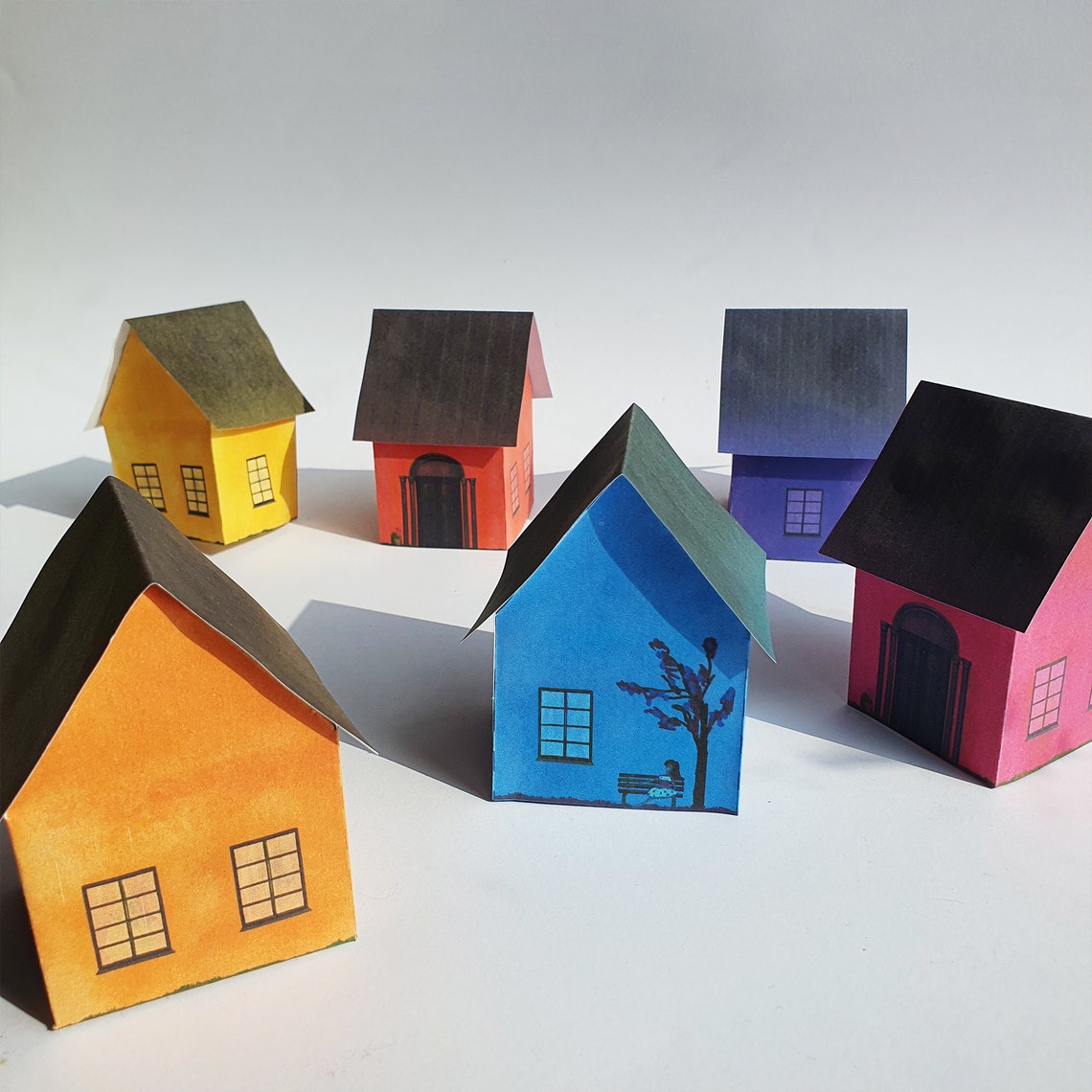 Simple Kids Colorful Paper House Easy at Home Family Craft Fun Cutout ...