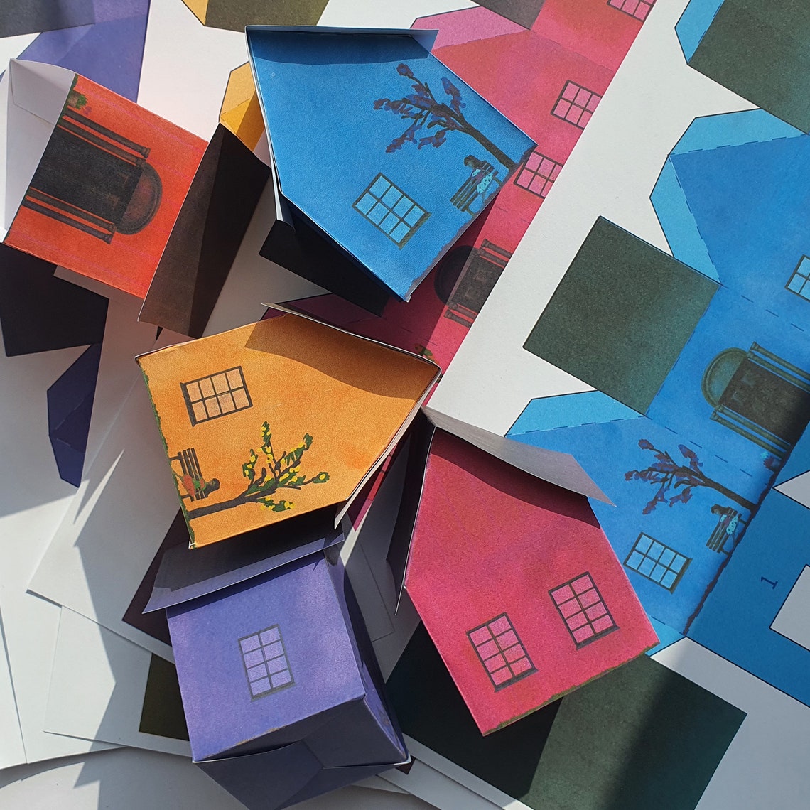 Simple Kids Colorful Paper House Easy at Home Family Craft Fun Cutout ...