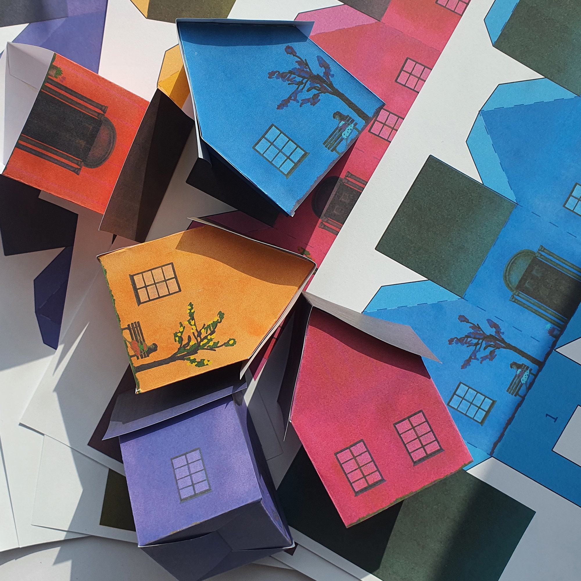 Simple Kids Colorful Paper House Easy at Home Family Craft Fun Cutout ...