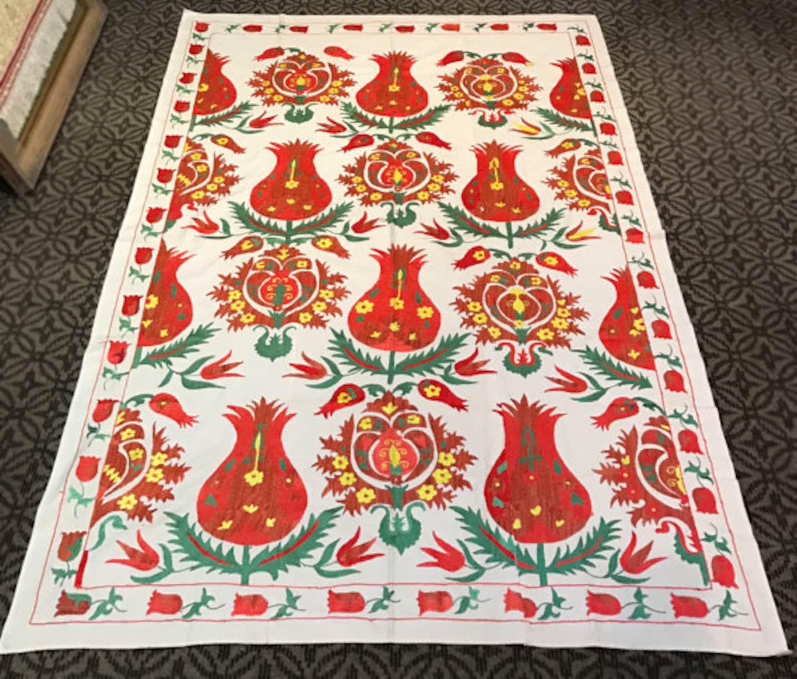 Cotton Suzani Throw Blanket Embroidery Bed Sheet Bedspread Suzani ...