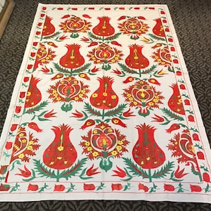 Cotton Suzani Throw Blanket Embroidery Bed Sheet Bedspread Suzani ...