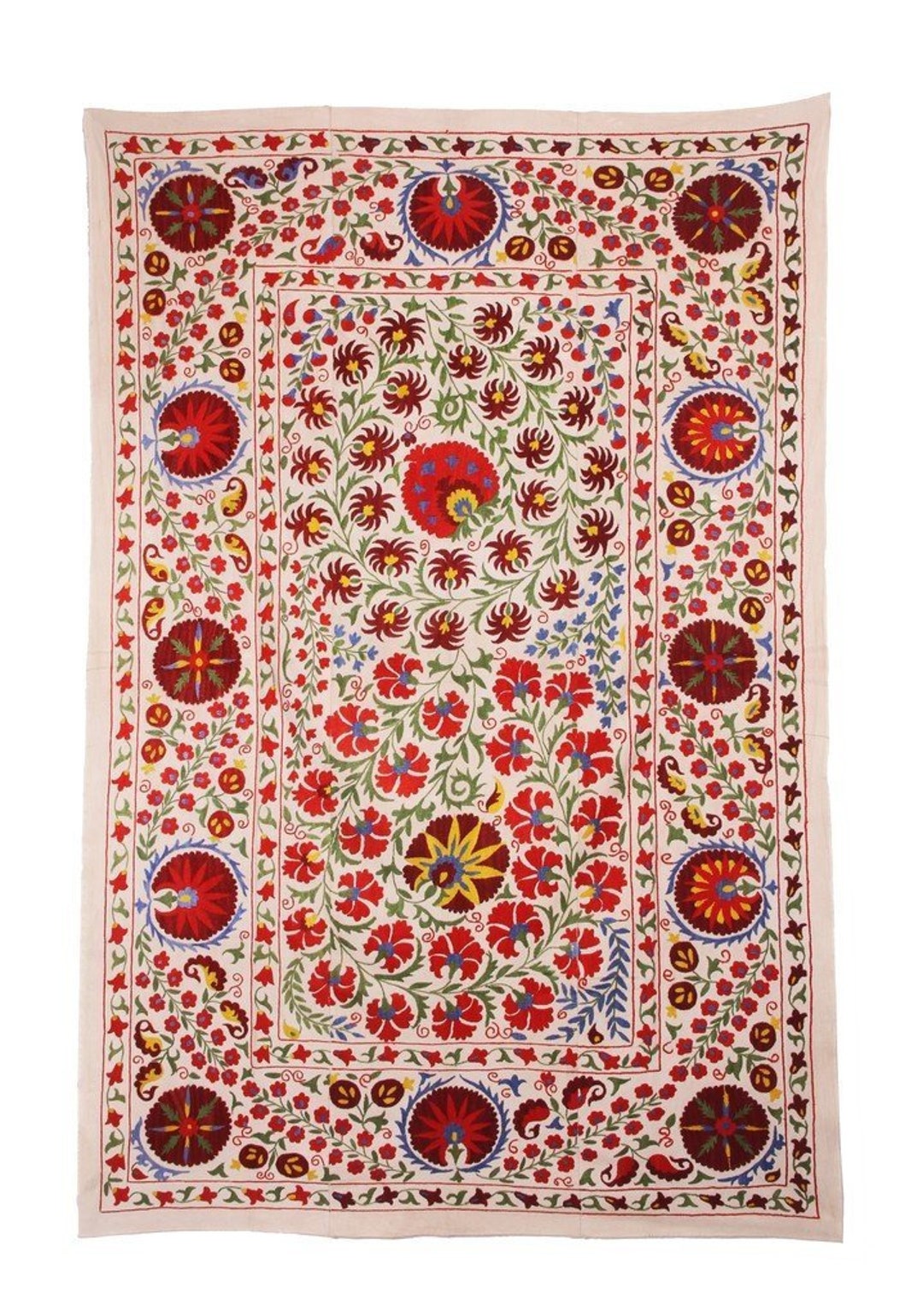 Cotton Suzani Throw Blanket Embroidery Bed Sheet Bedspread Suzani ...