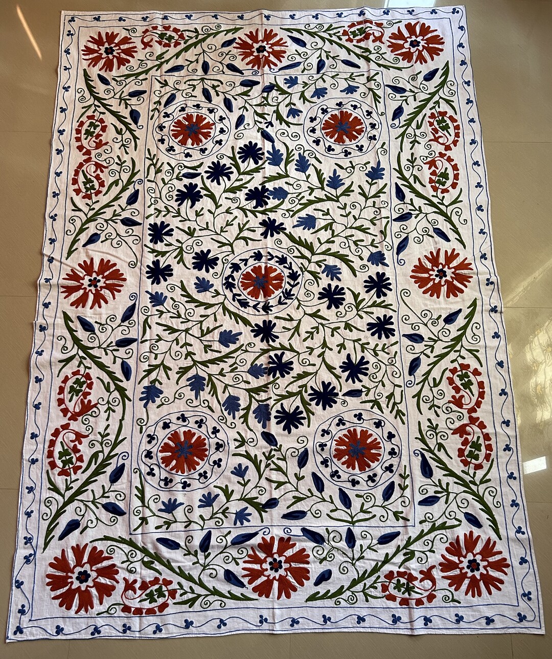 Cotton Suzani Throw Blanket Embroidery Bed Sheet Bedspread Suzani ...