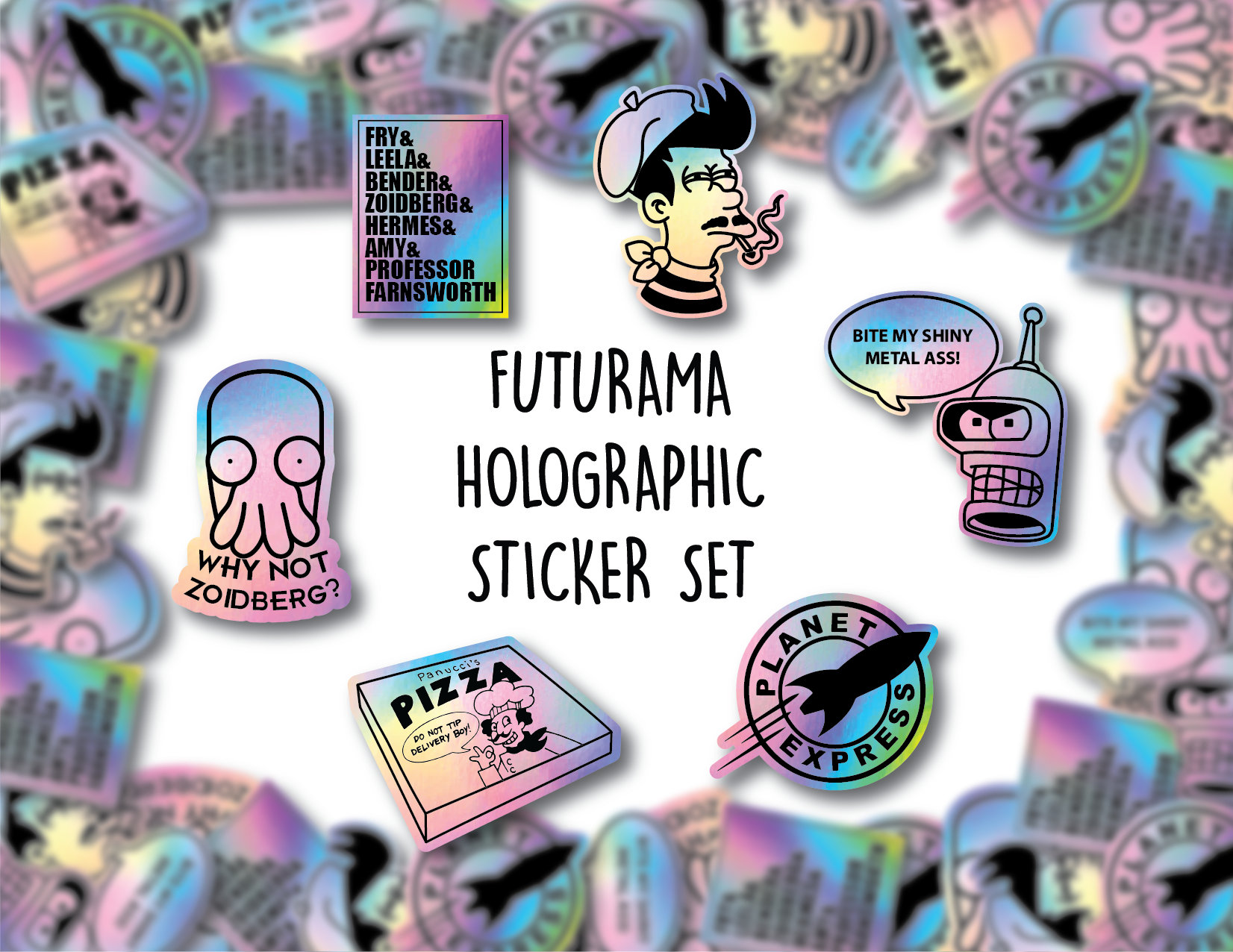Futurama Holographic Sticker Set - Etsy