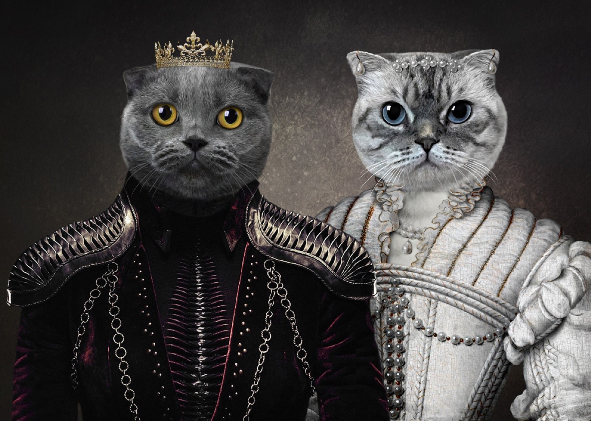 Cat Royal Family Portrait Cat Portraits Custom Pet Canvas | Etsy