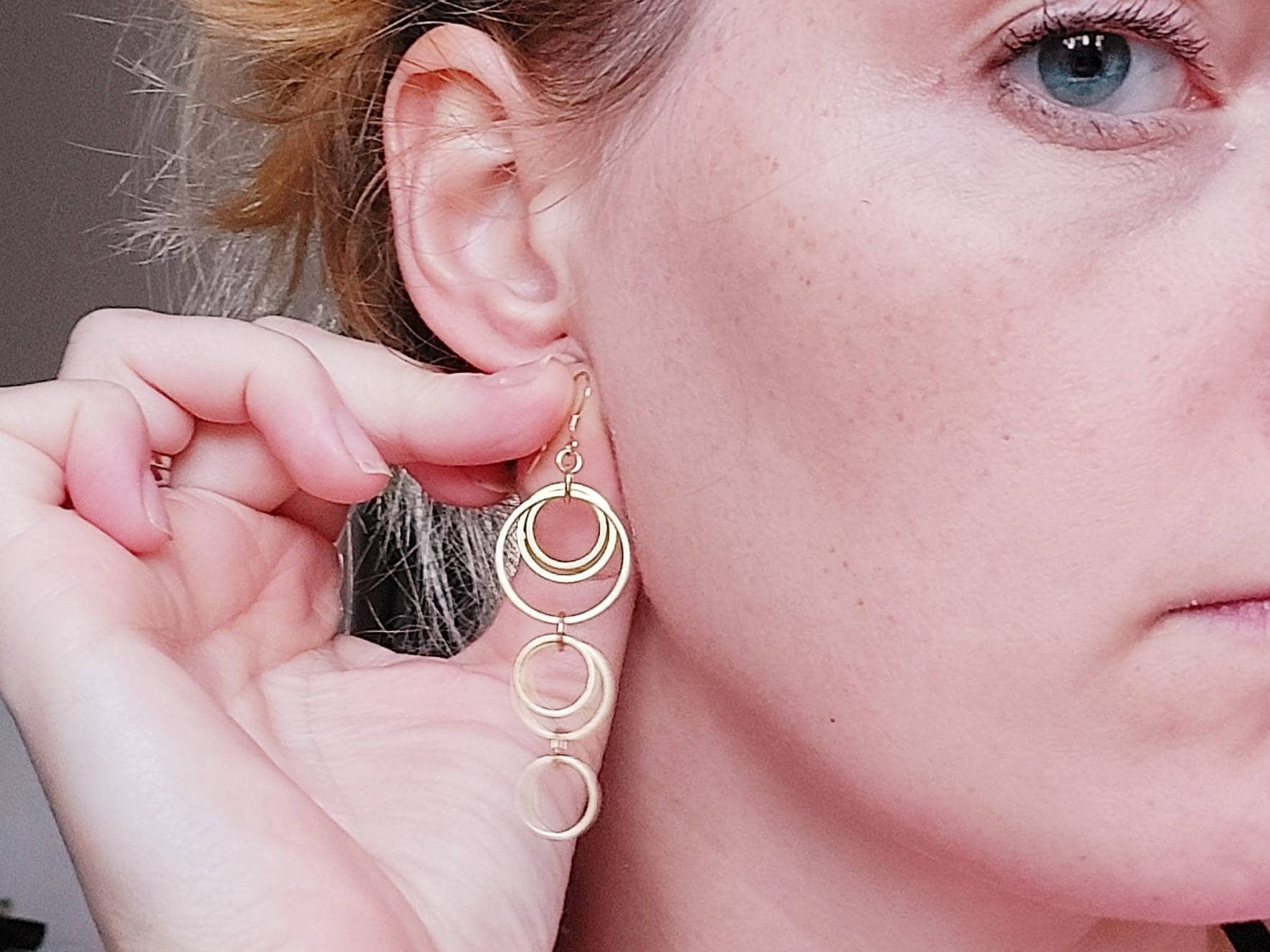 Light Gold Long Dangle Earrings With Multiple Open Circles - Etsy