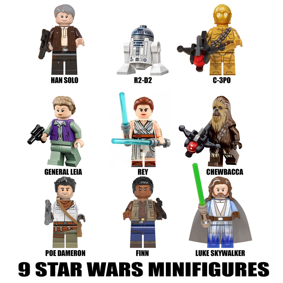 Minifiguras de STAR WARS lote de 9 piezas | Etsy