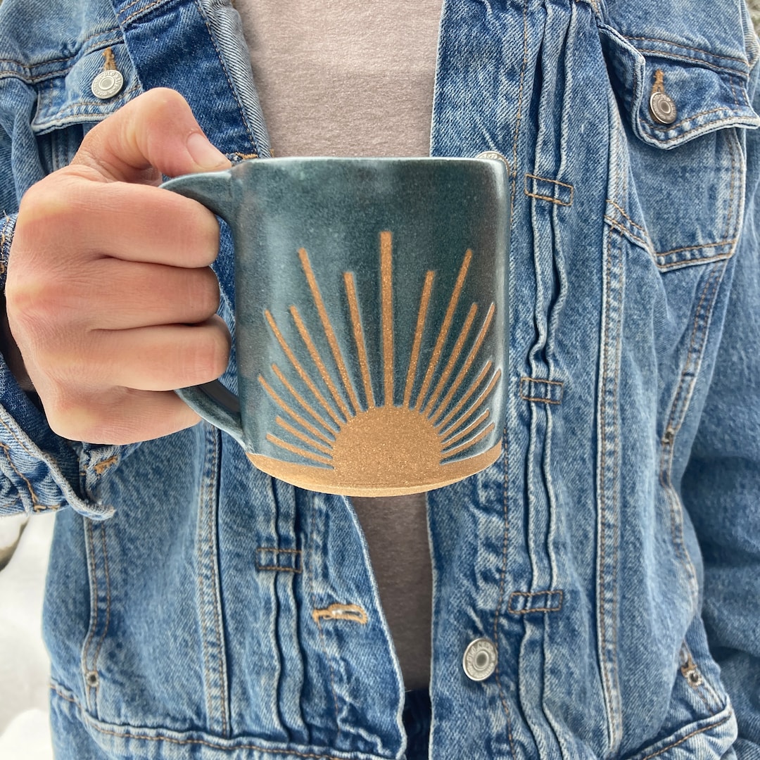 Solstice Mug: Handmade Pottery Mug With Sun Design, Ceramic Coffee Cup ...