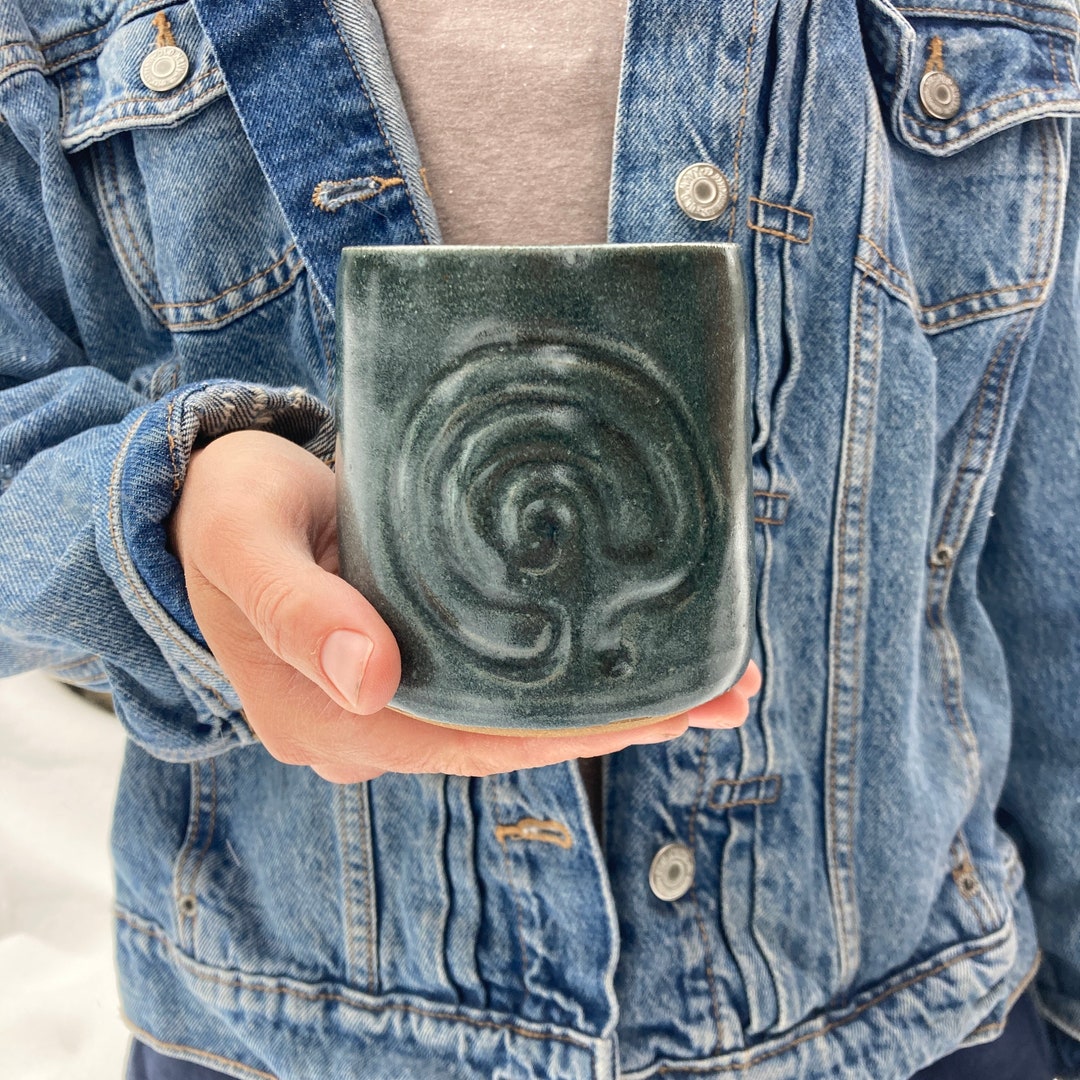 Labyrinth Cup Handmade Pottery Cup in Satin Blue - Etsy