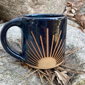 Solstice Mug: Handmade Pottery Mug With Sun Design, Ceramic Coffee Cup ...