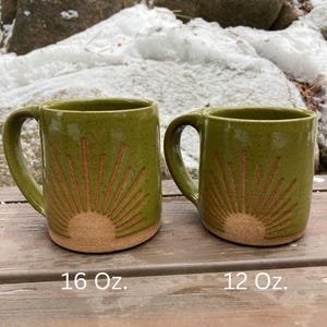 Solstice Mug: Handmade Pottery Mug With Sun Design, Ceramic Coffee Cup ...