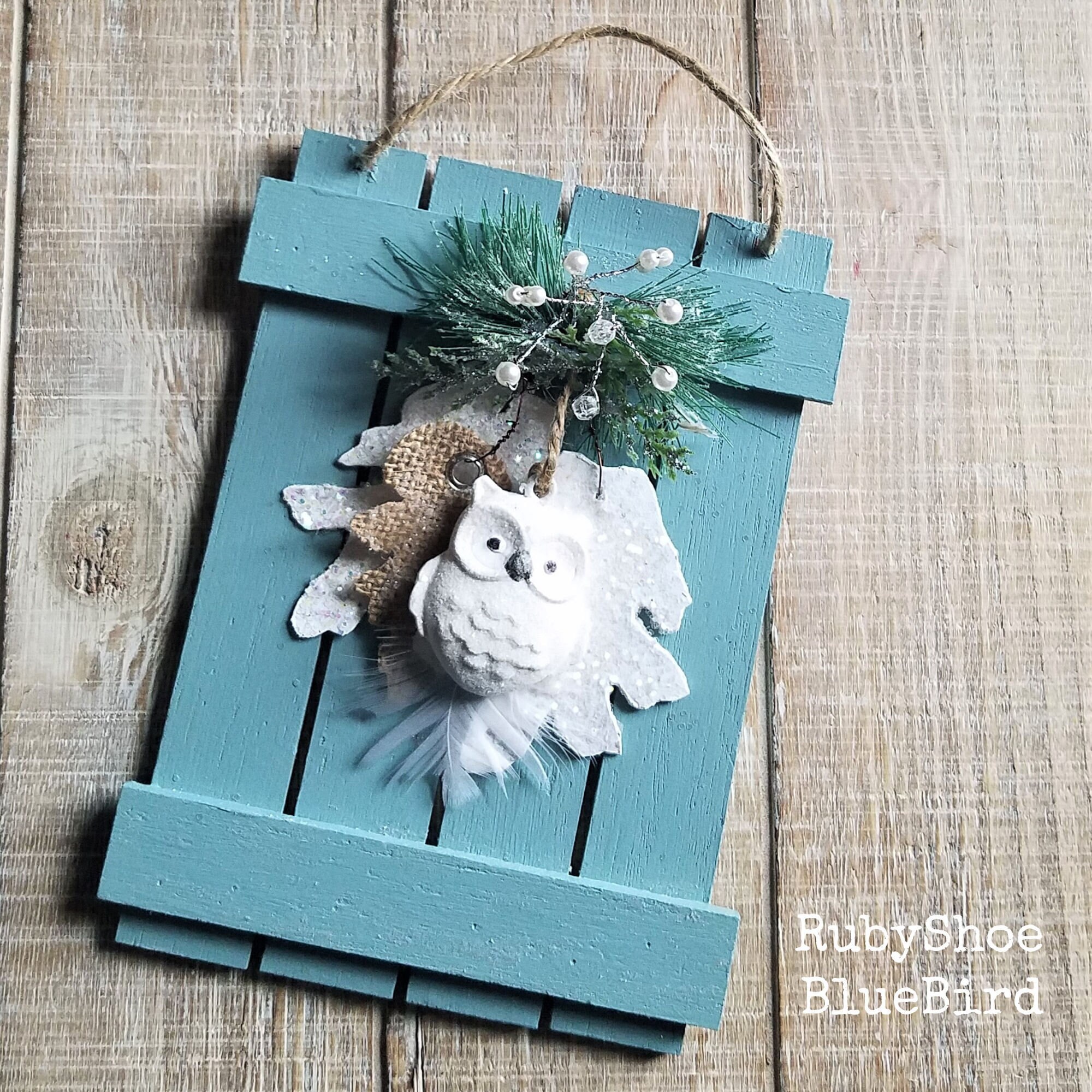 Owly Door Hanger Snow Owl Welcome Interior Art. Christmas Gifts White ...