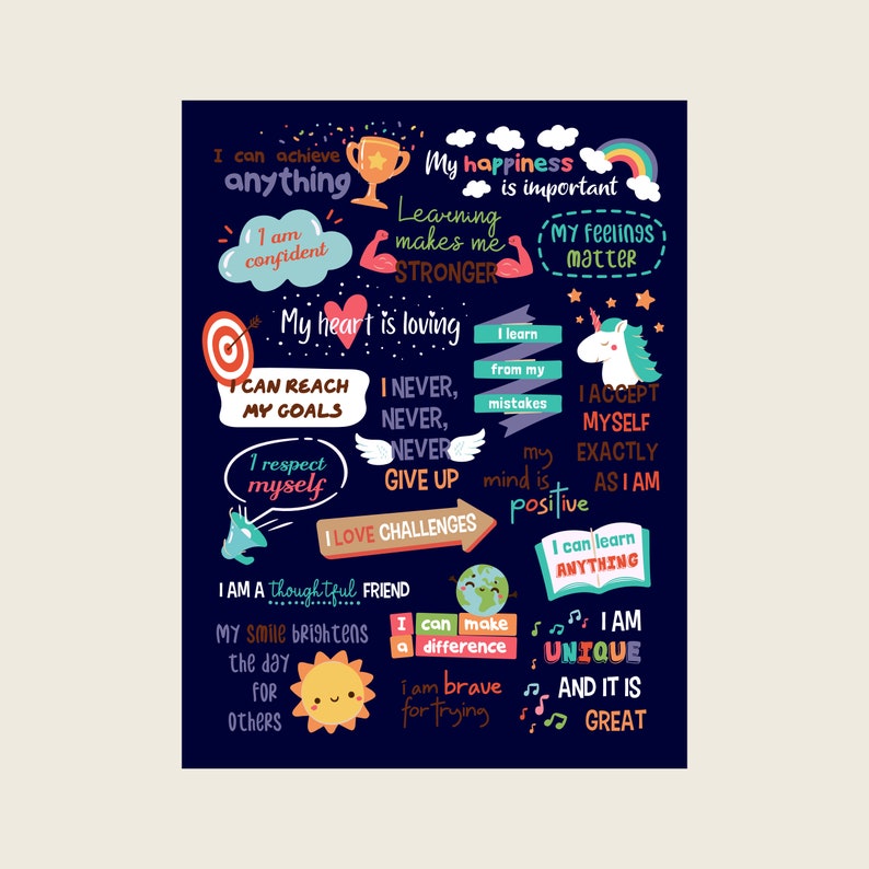 Positive Affirmations Poster for Kids PDF Printable - Etsy