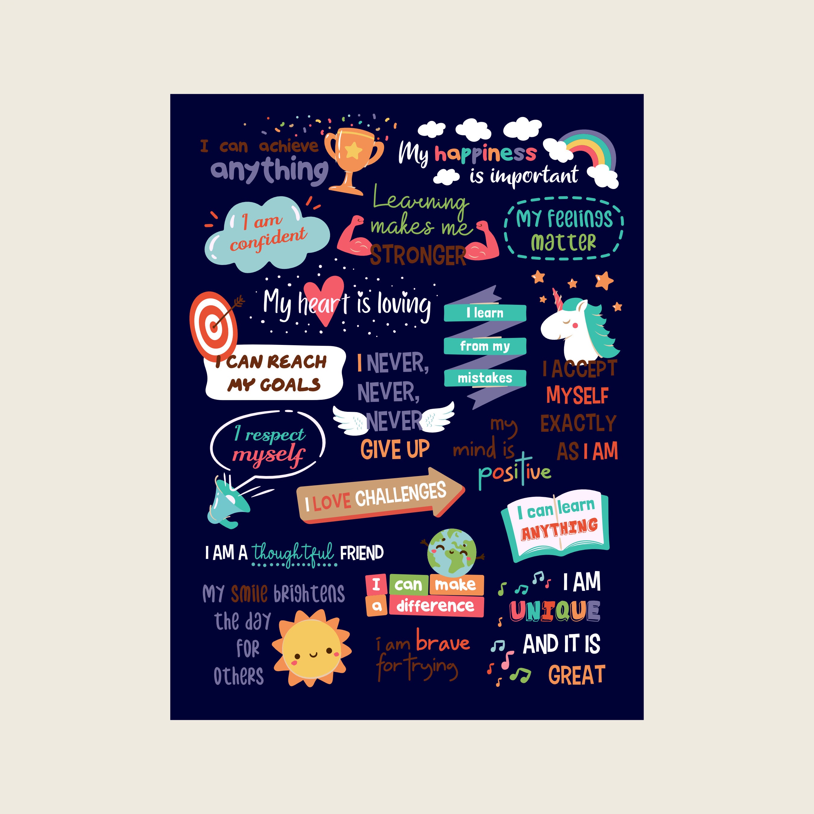 Positive Affirmations Poster for Kids (PDF Printable) - Etsy