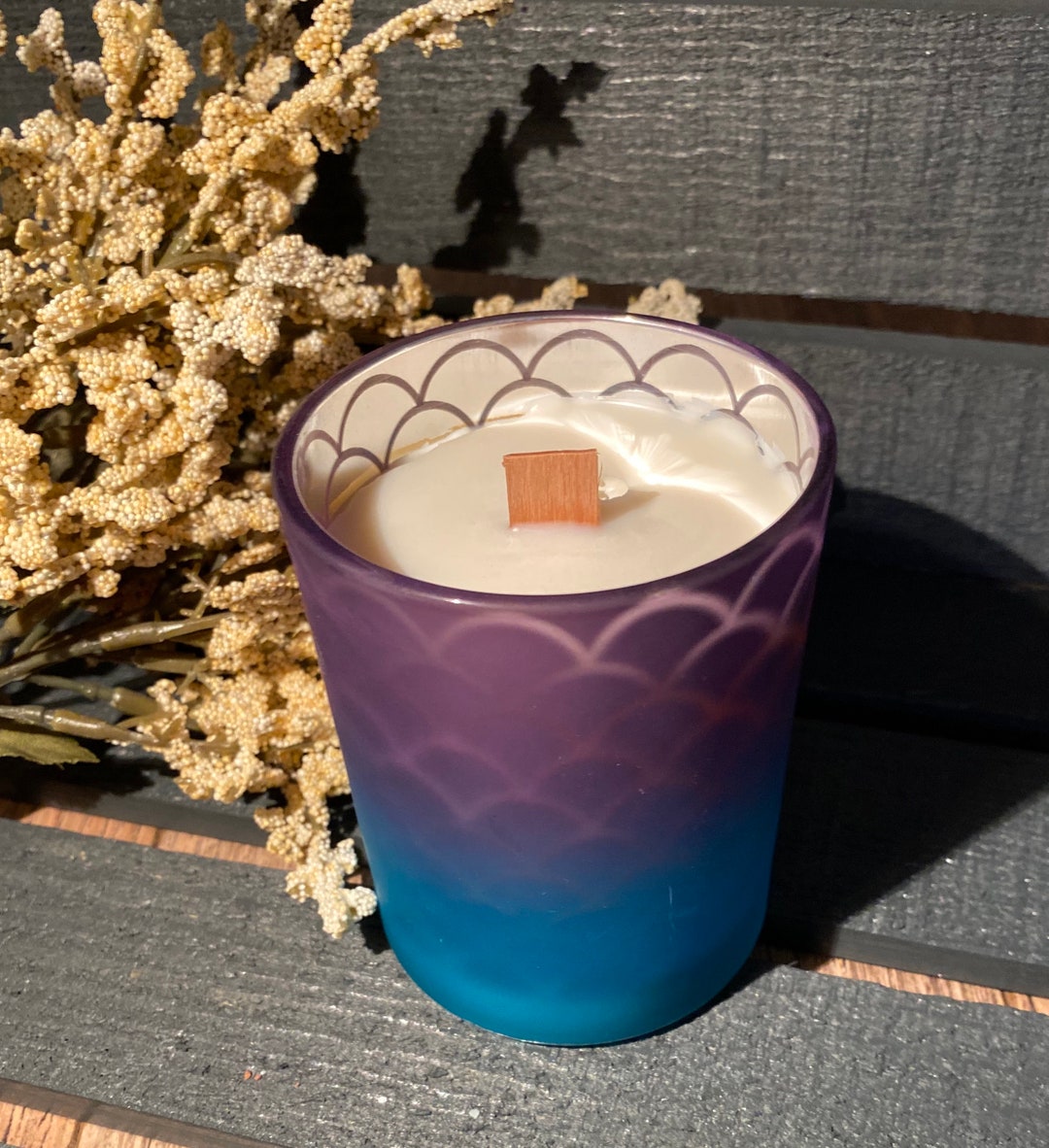 Mermaid Candle L Scented Candle L Teal & Purple Mermaid Design I 8oz ...