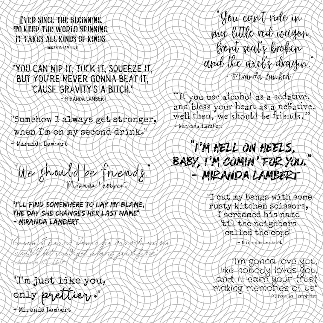 Miranda Lambert Lyrics Superfan Pack of 12 PNG Files - Etsy