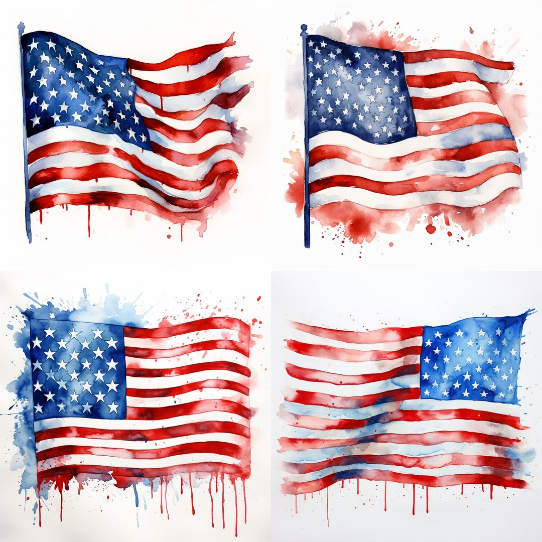 Watercolor USA Flag PNG Clipart American Flag Watercolor US Flag Print ...