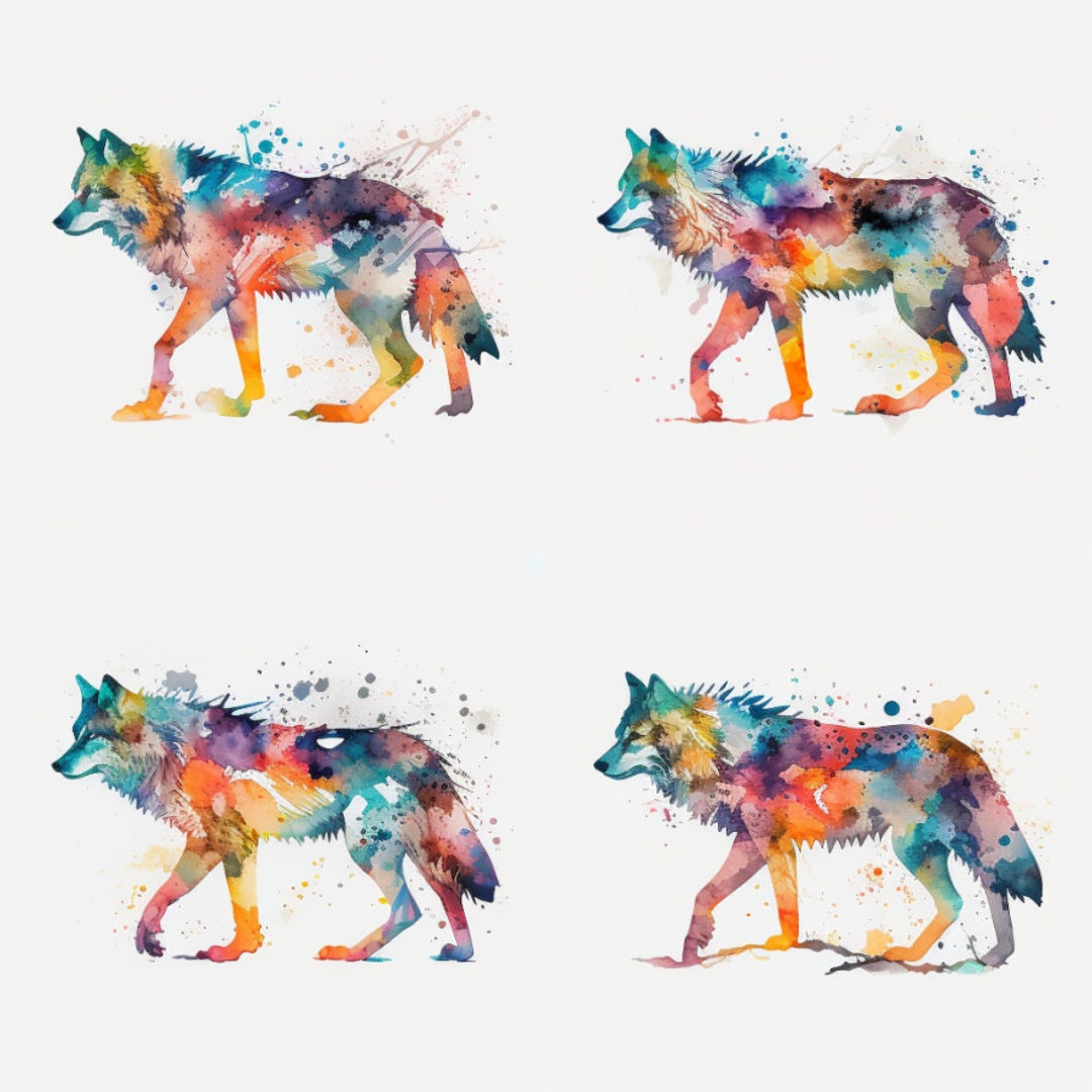 Wolf Digital Download High Quality PNG JPG Animal Lover Watercolours ...