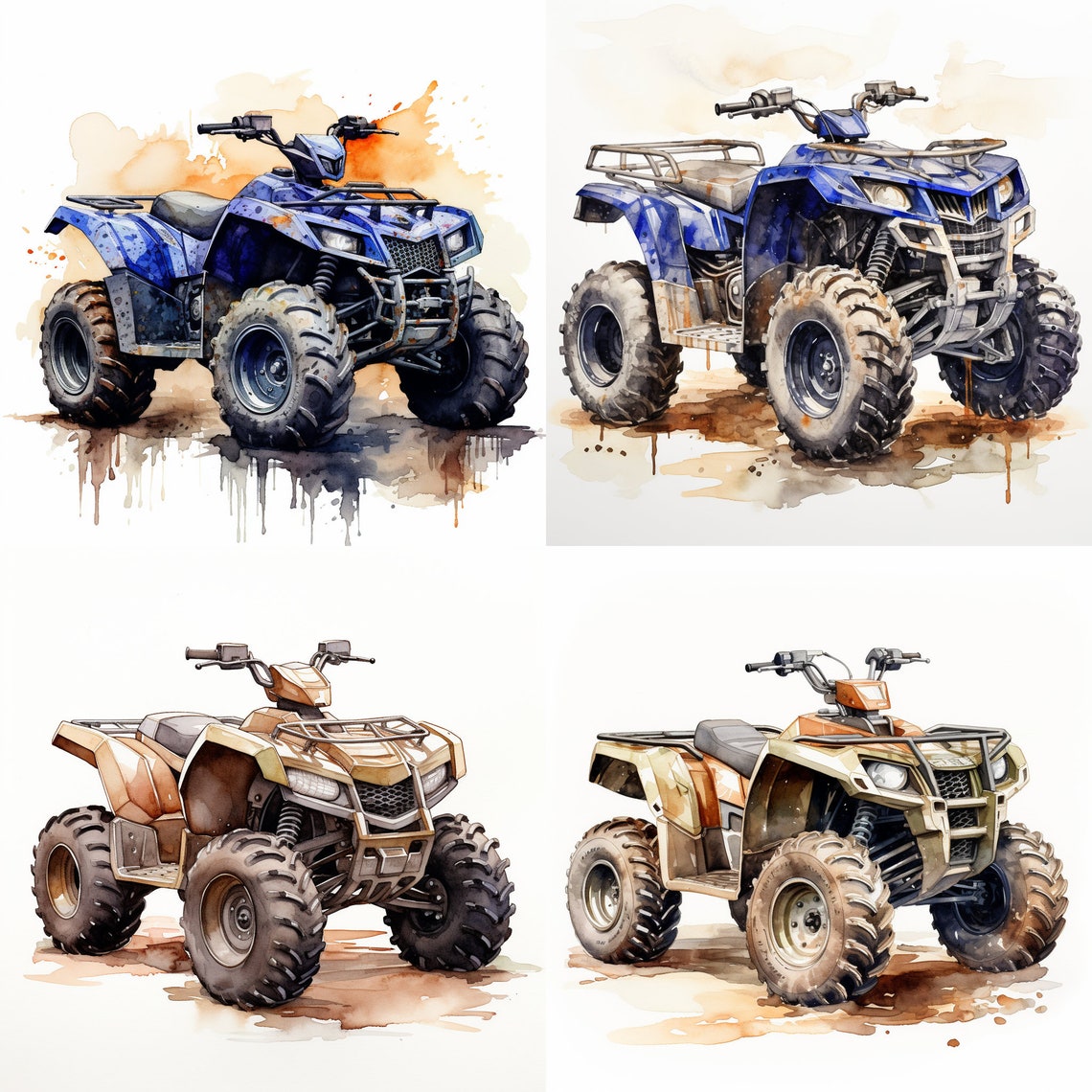 Watercolor Fourwheeler PNG Four Wheeler Clipart Four Wheeler Watercolor ...