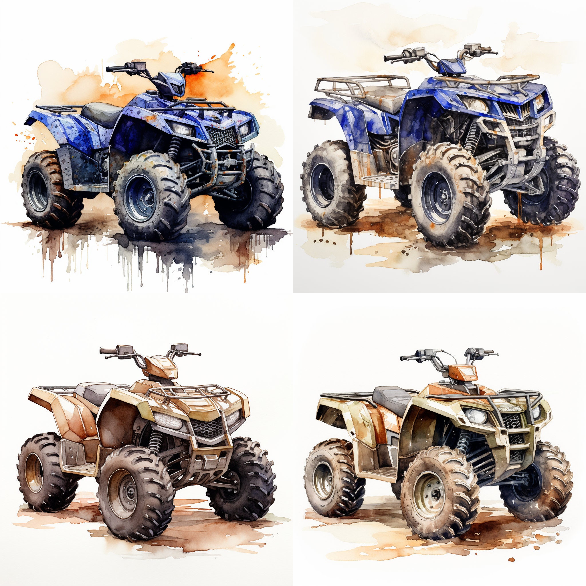 Watercolor Fourwheeler PNG Four Wheeler Clipart Four Wheeler Watercolor ...